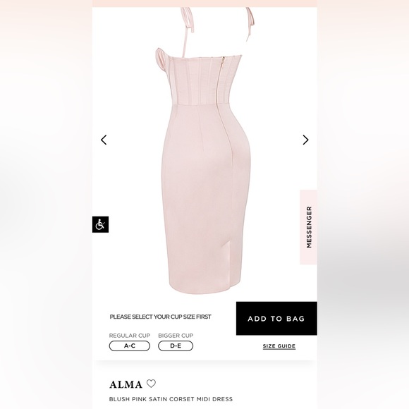 House of CB | Dresses | House Of Cb Alma Blush Pink Satin Corset Midi ...